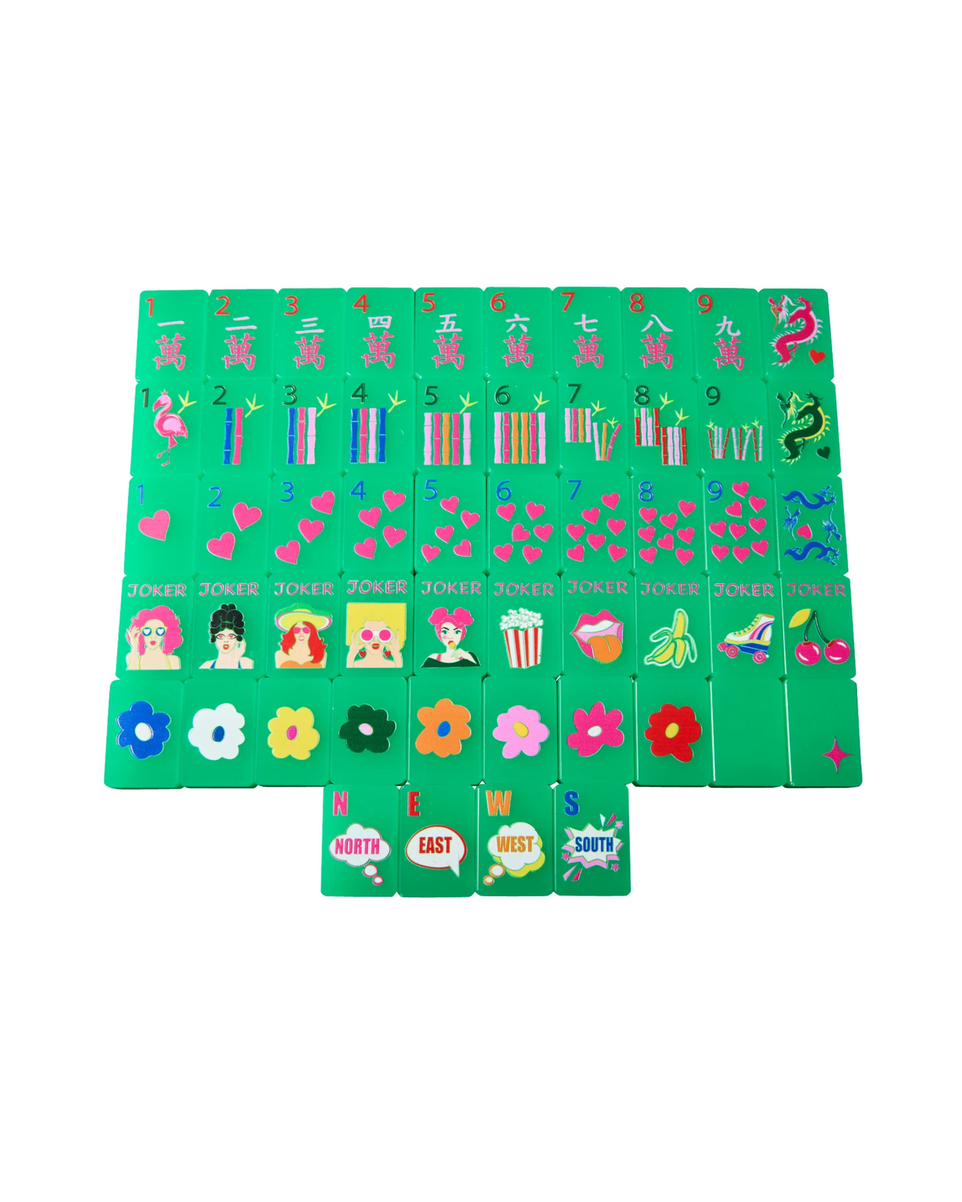 Pop Divas - Disco Green Mahjong Tiles – Main Street Mahjong